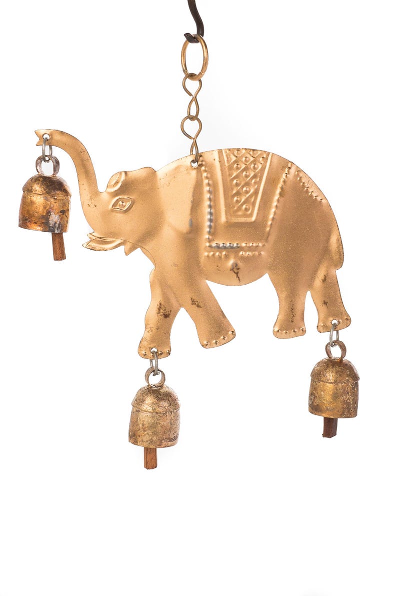 Hand Forged Bronze Elephant Wind Chime: Boho Garden Decor - Etsy