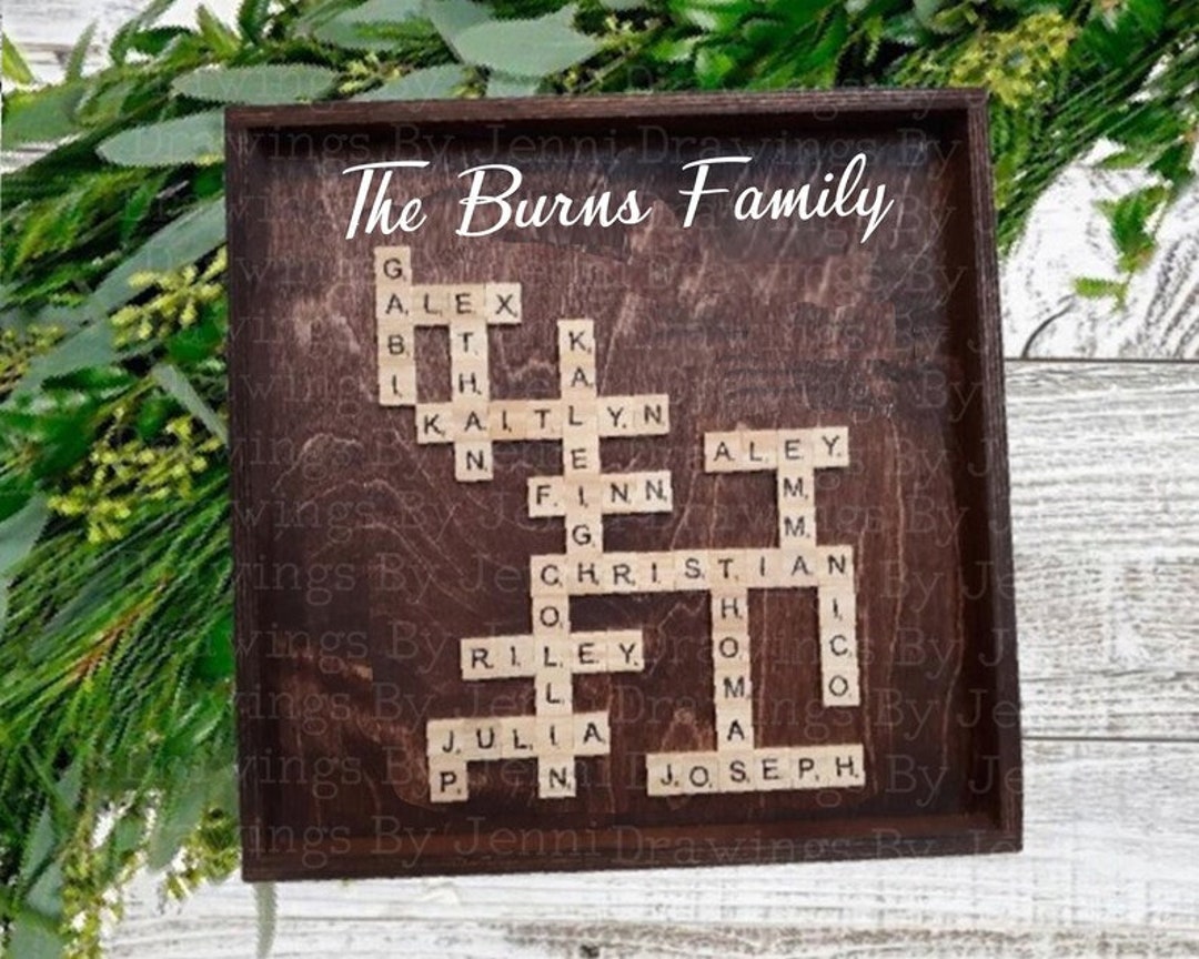 Personalized Scrabble Tile Box Frame, Scrabble Word Tile Crossword Art ...