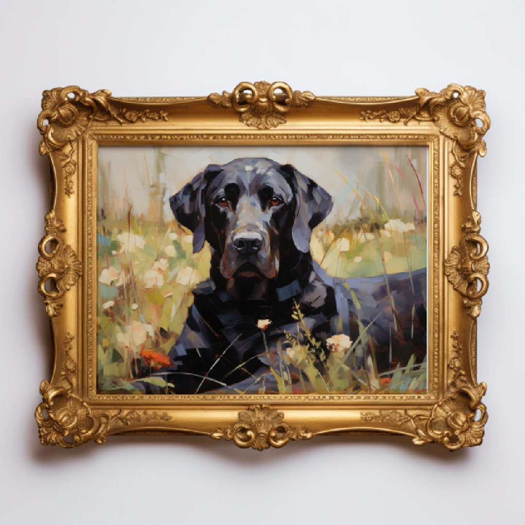 Vintage Black Labrador Watercolor Portrait, Black Lab Art Print, Black ...