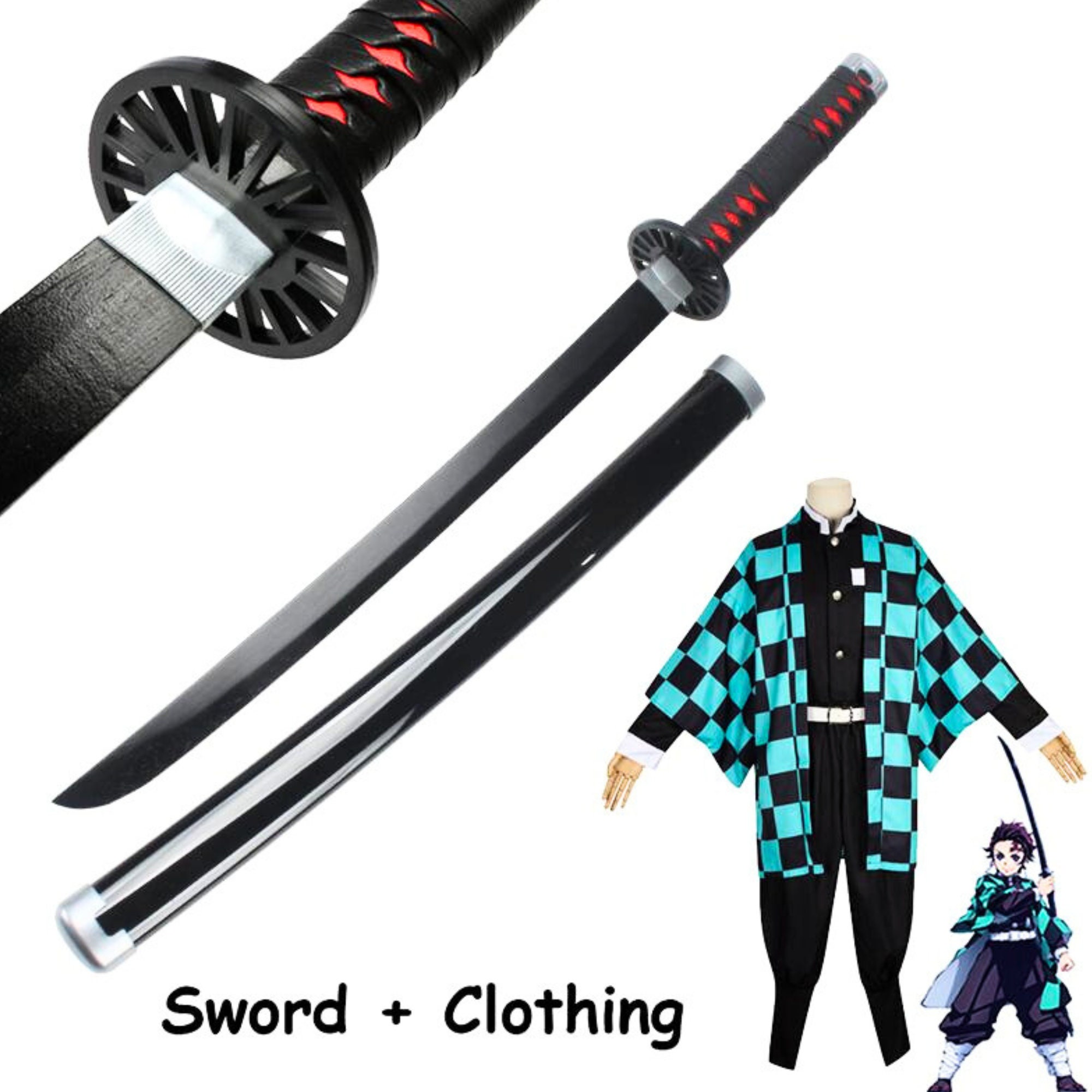 Demon Slayer 80cm Sword With Cosplay Suits Tanjirou, Zenitsu, Kanroji ...