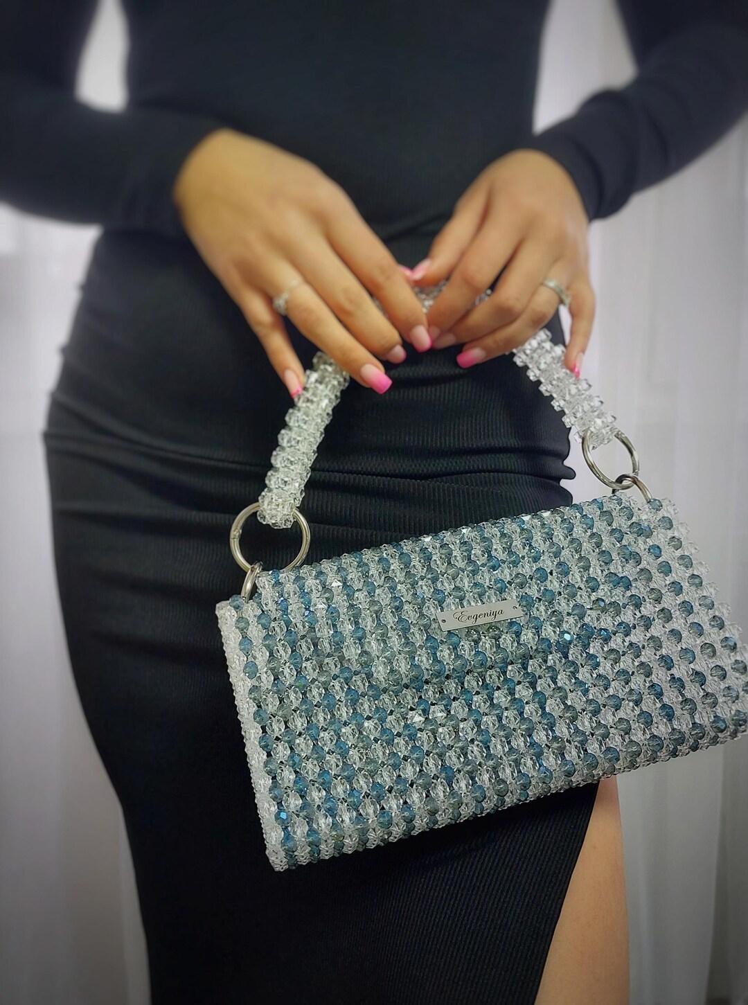 Elegant Handmade Beaded Bag, Crystal&acrylic Beads, Unique Purse ...