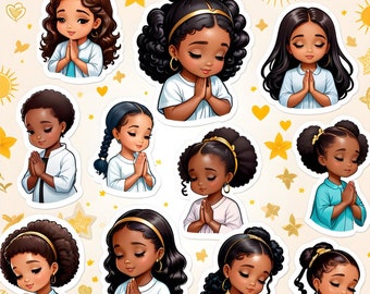 Praying Girl Stickers (sheet of 11)-digital - Etsy