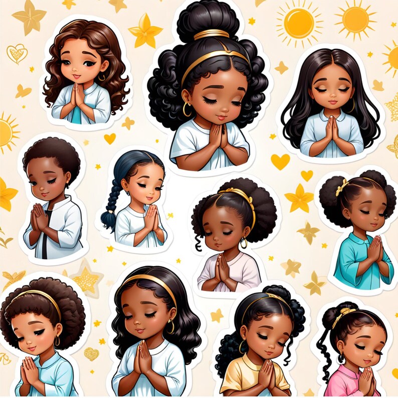 Praying Girl Stickers (sheet of 11)-digital - Etsy