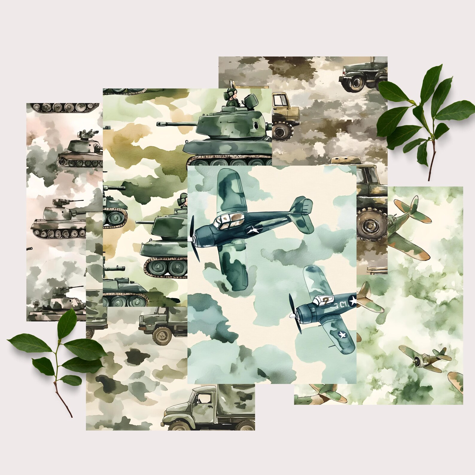 17 Camouflage Military Vehicles Patterns With Tanks Airplanes Trucks ...