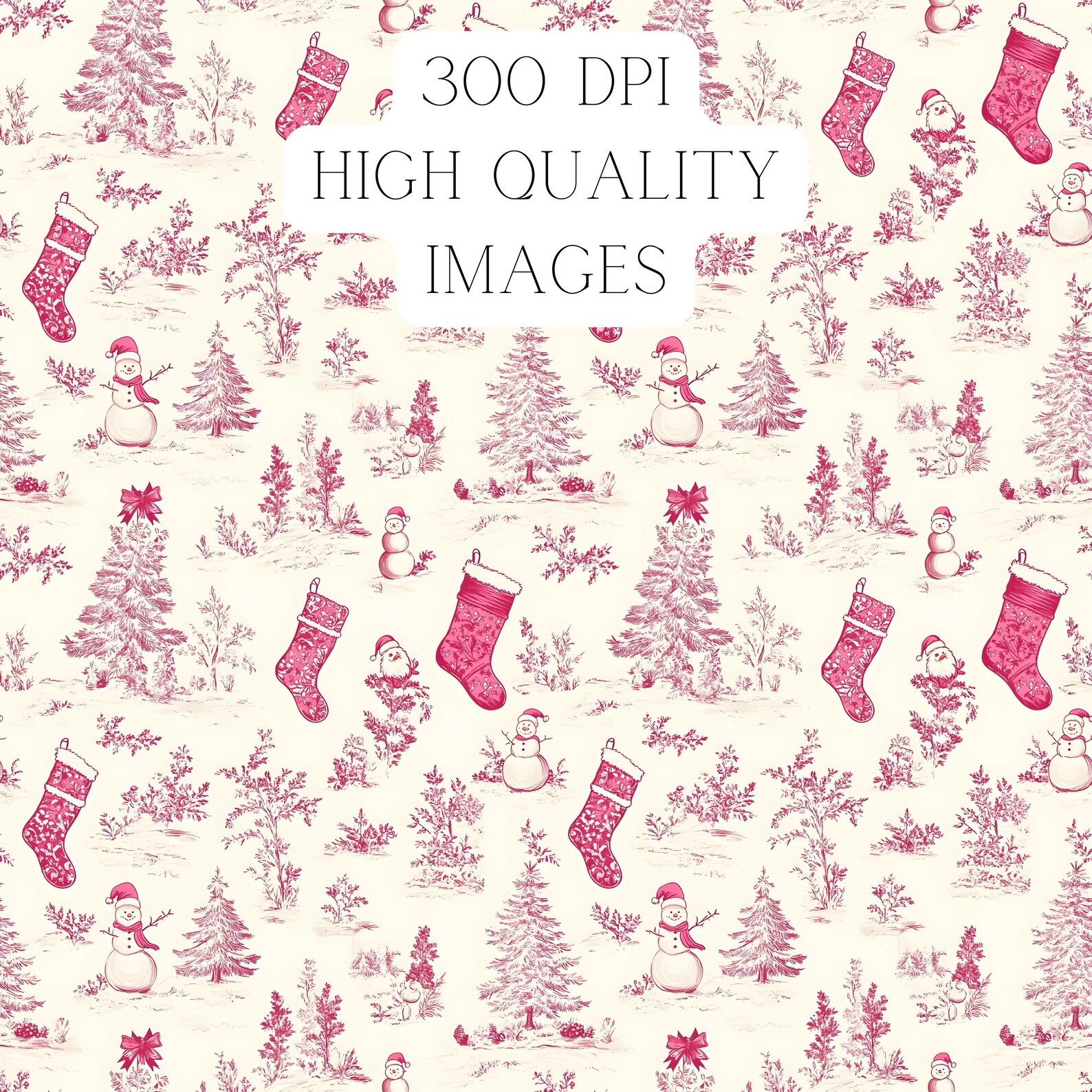 Classic Red Toile Holiday Print Pack: 16 Seamless Vintage Patterns ...