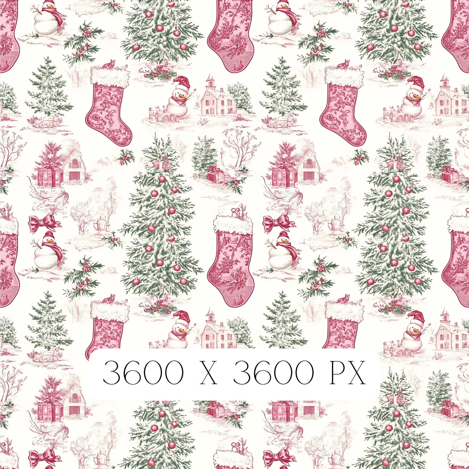 Classic Red Toile Holiday Print Pack: 16 Seamless Vintage Patterns ...