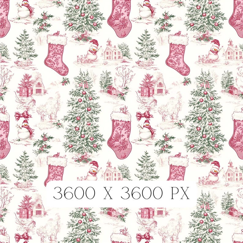 Classic Red Toile Holiday Print Pack: 16 Seamless Vintage Patterns ...