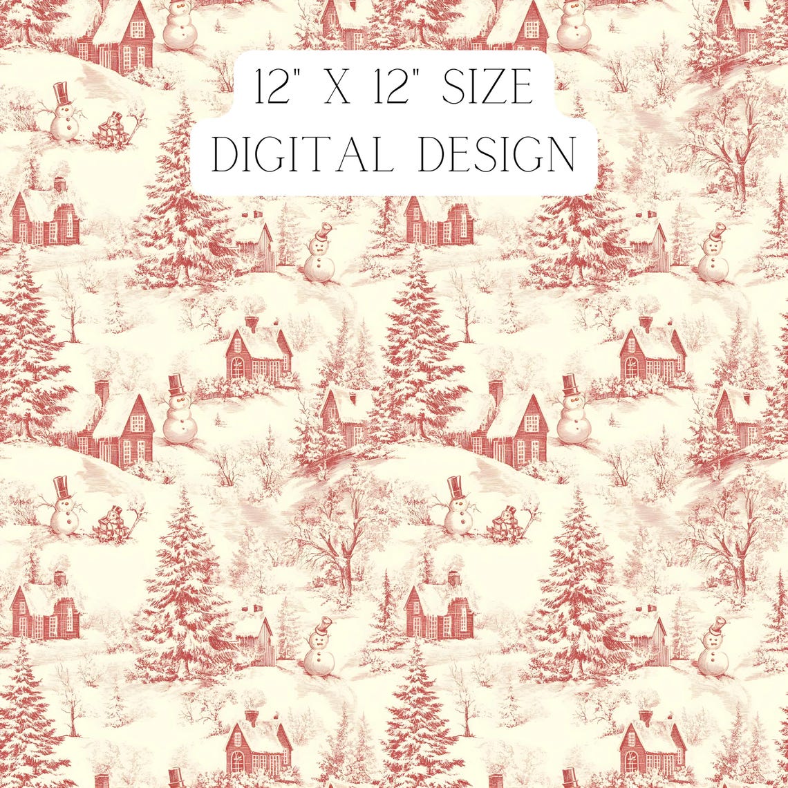 Classic Red Toile Holiday Print Pack: 16 Seamless Vintage Patterns ...