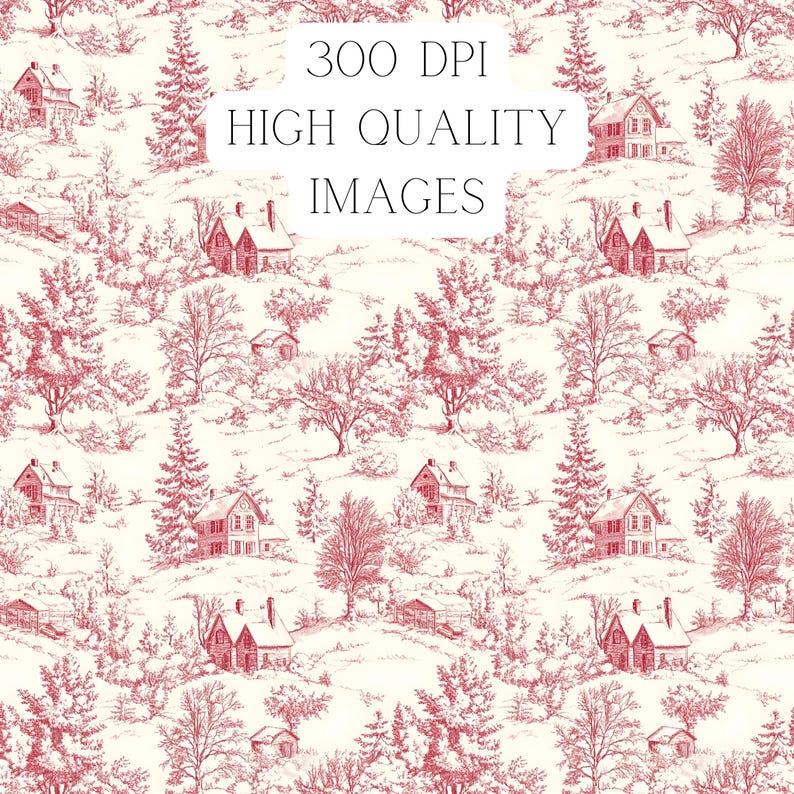 Classic Red Toile Holiday Print Pack: 23 Seamless Vintage Patterns ...