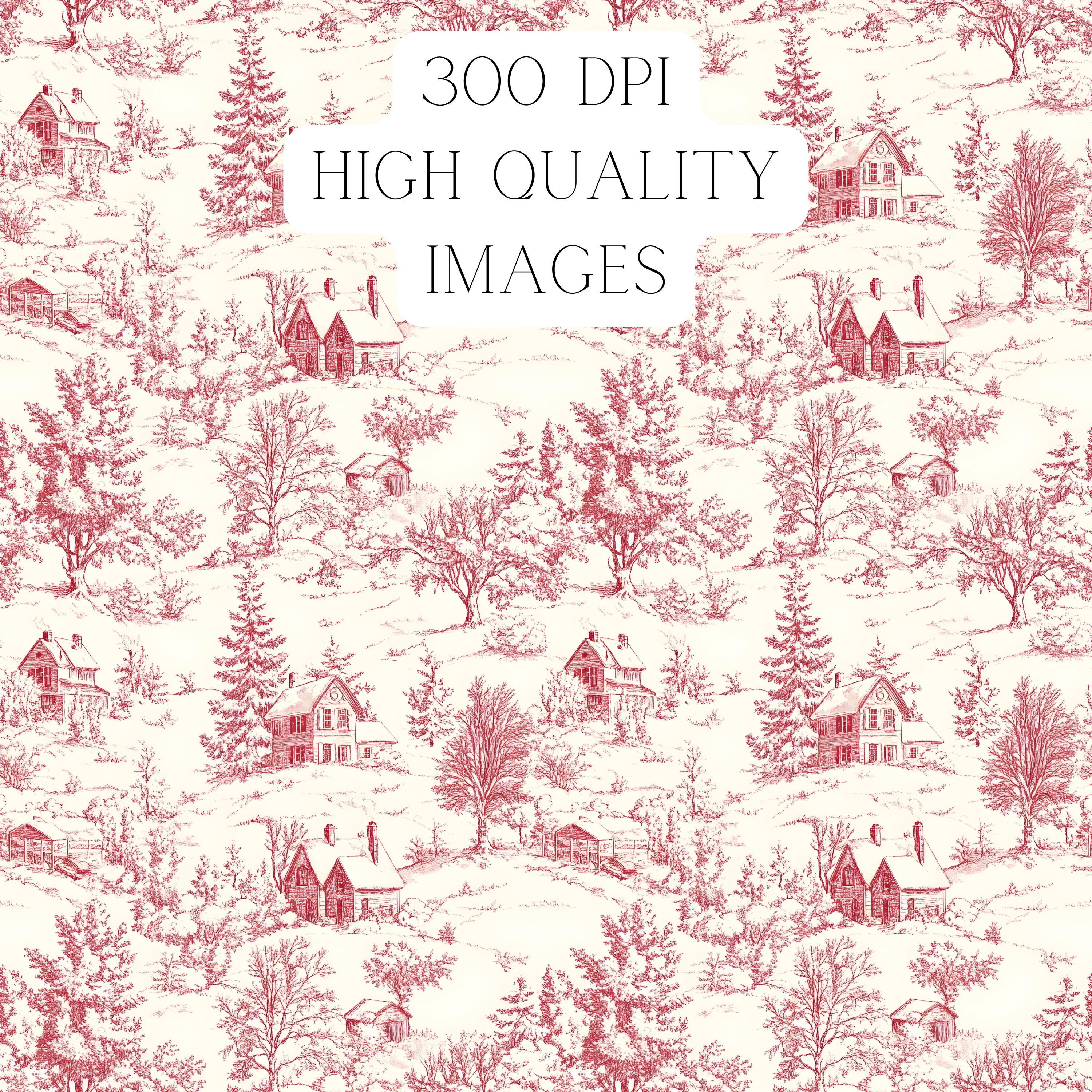 Classic Red Toile Holiday Print Pack: 23 Seamless Vintage Patterns ...