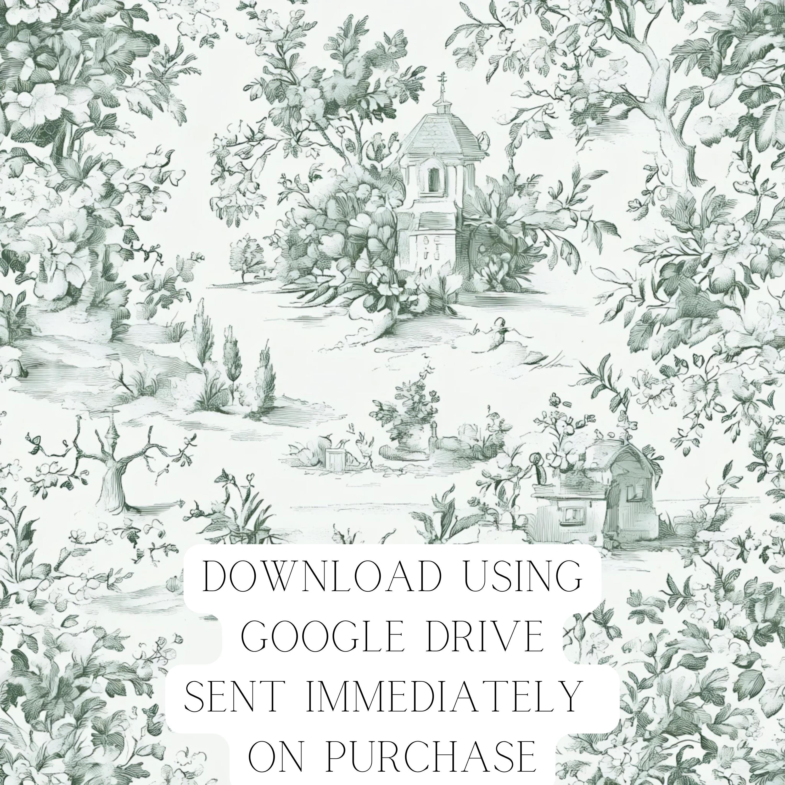 Whimsical Green French Toile Seamless Pattern Digital Download - High ...