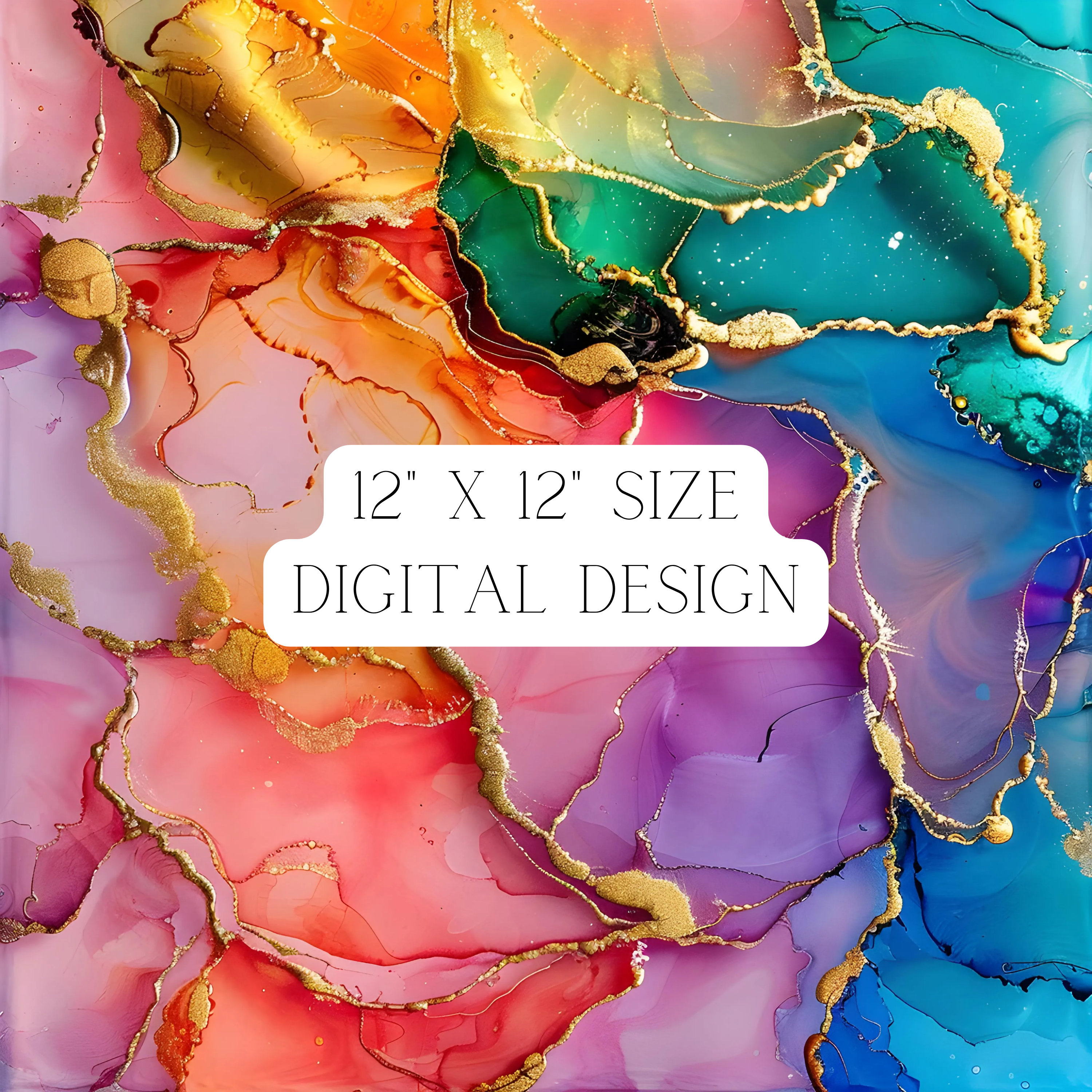 Vibrant Rainbow Alcohol Ink Patterns Digital Download for Scrapbook and ...