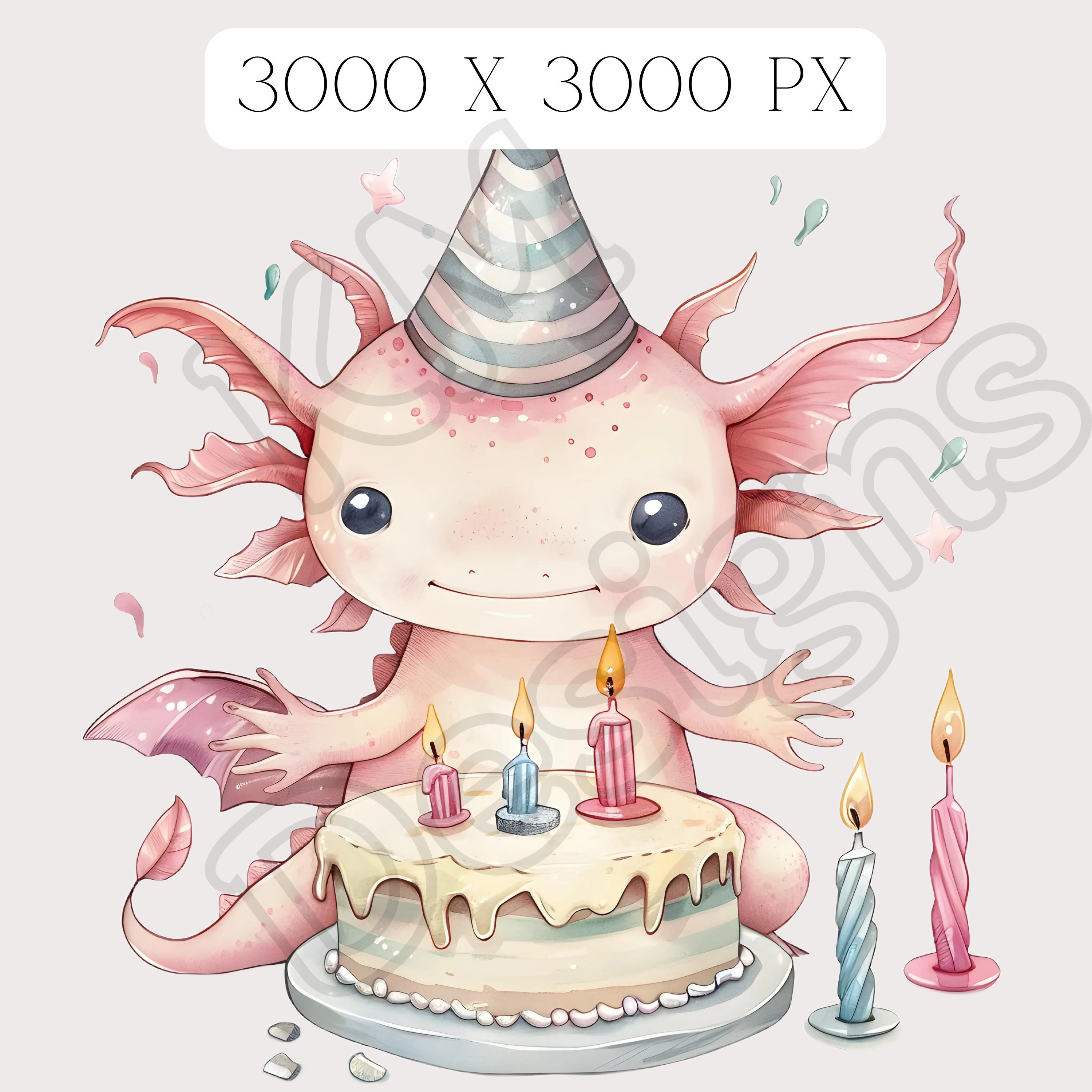 High-quality Axolotl Birthday Clipart PNG Instant Download Graphics - Etsy