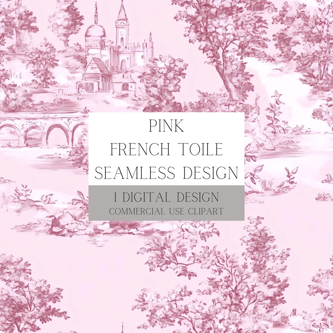 Whimsical Pink French Toile Seamless Pattern Digital Download for ...