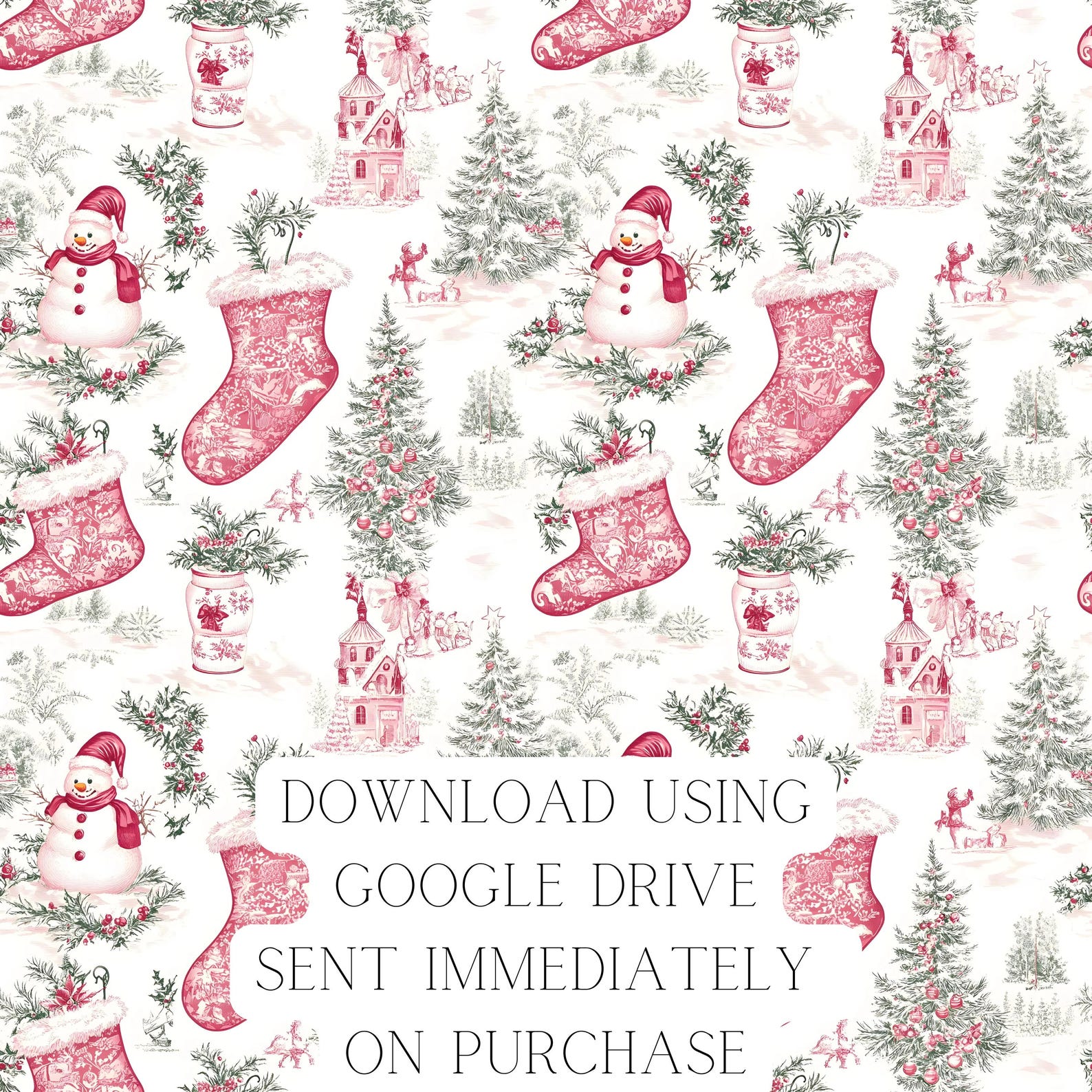Classic Red Toile Holiday Print Pack: 16 Seamless Vintage Patterns ...