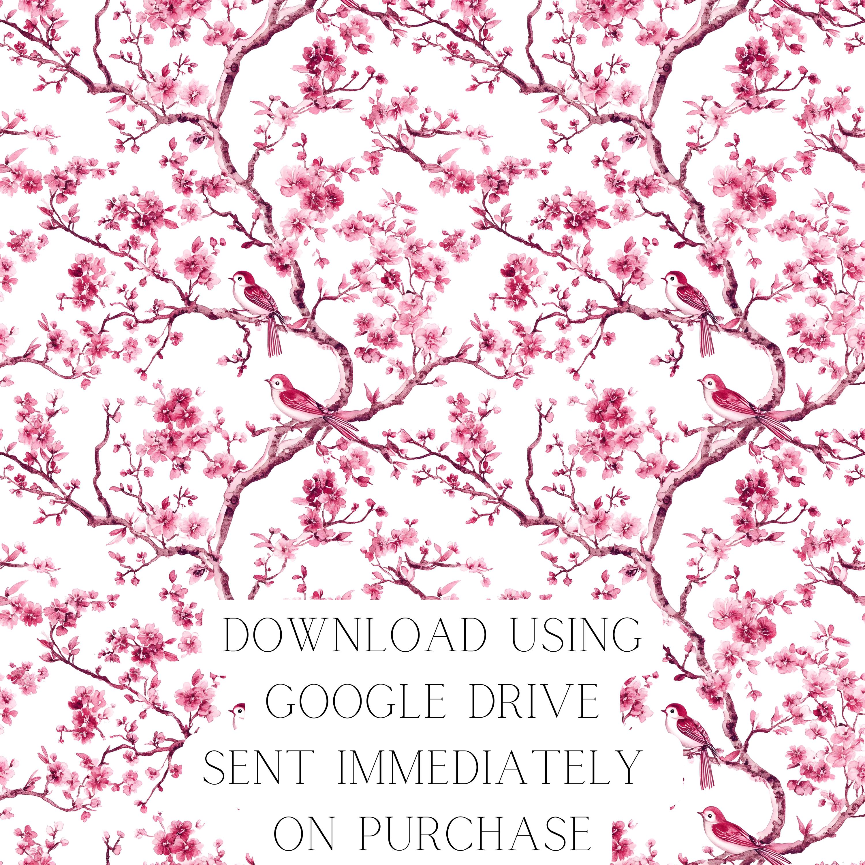 Elegant Pink Chinoiserie Bird Patterns: High-res Seamless Backgrounds ...