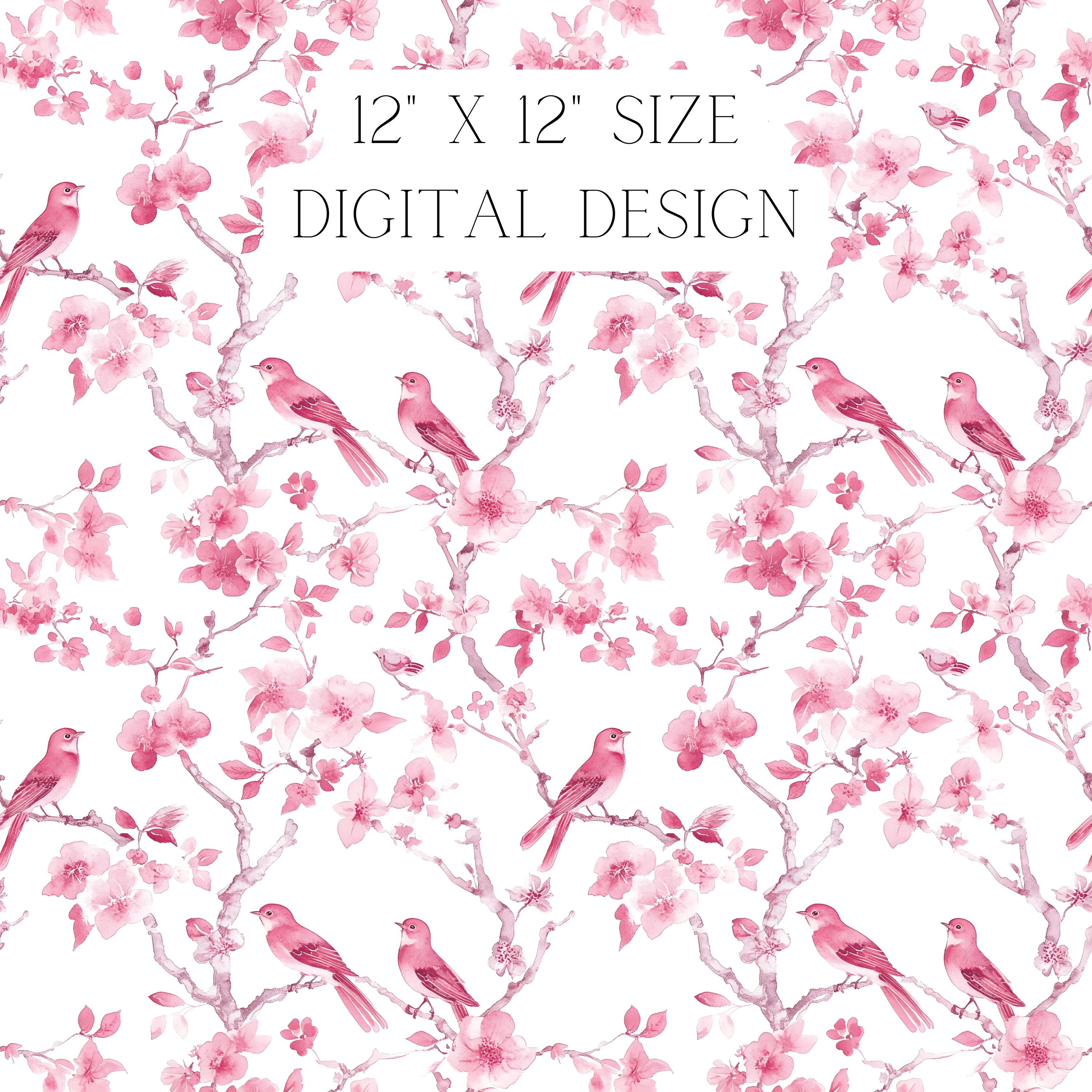 Elegant Pink Chinoiserie Bird Patterns: High-res Seamless Backgrounds ...