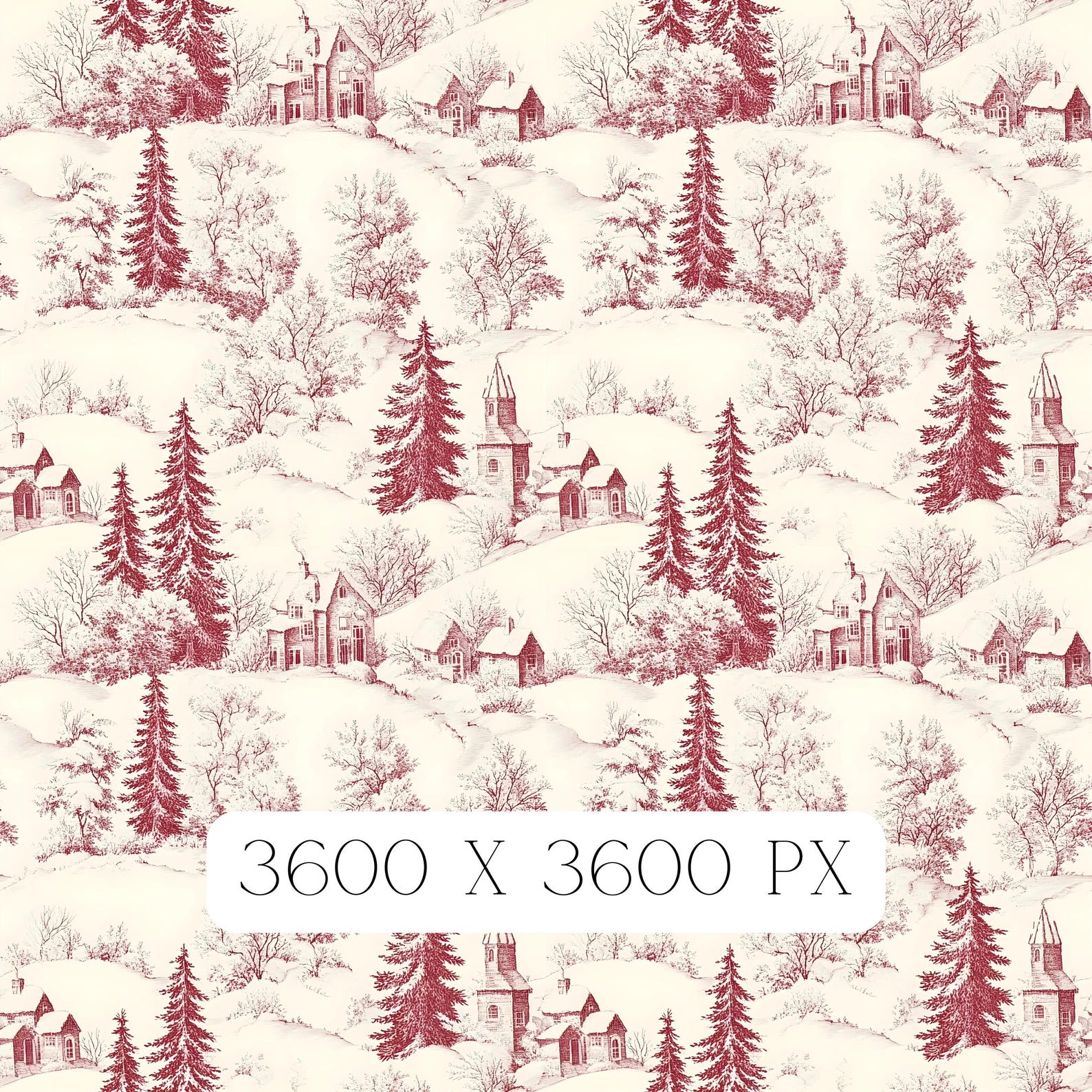Classic Red Toile Holiday Print Pack: 23 Seamless Vintage Patterns ...