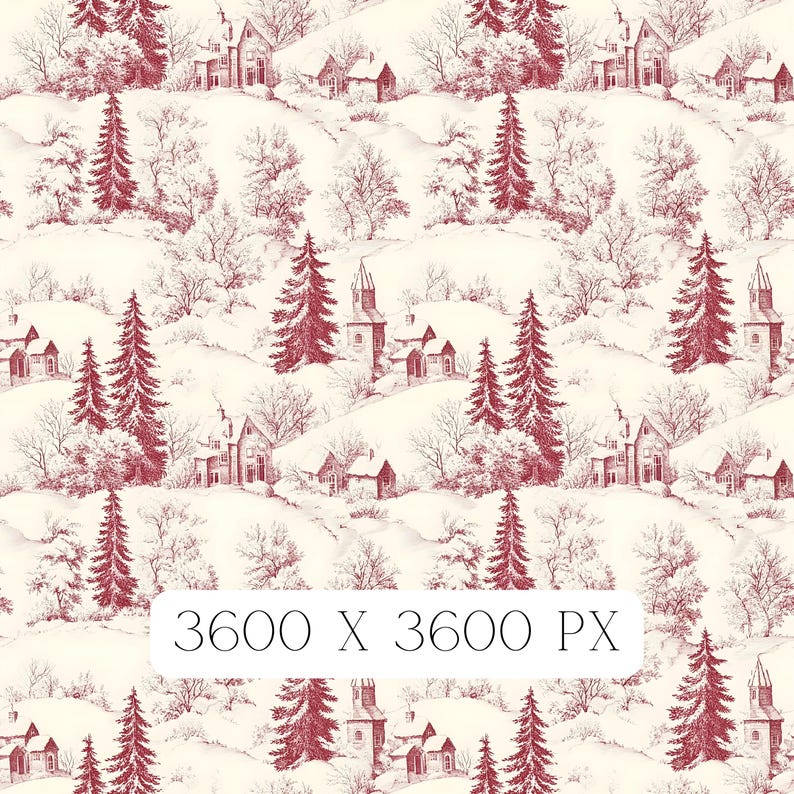 Classic Red Toile Holiday Print Pack: 23 Seamless Vintage Patterns ...