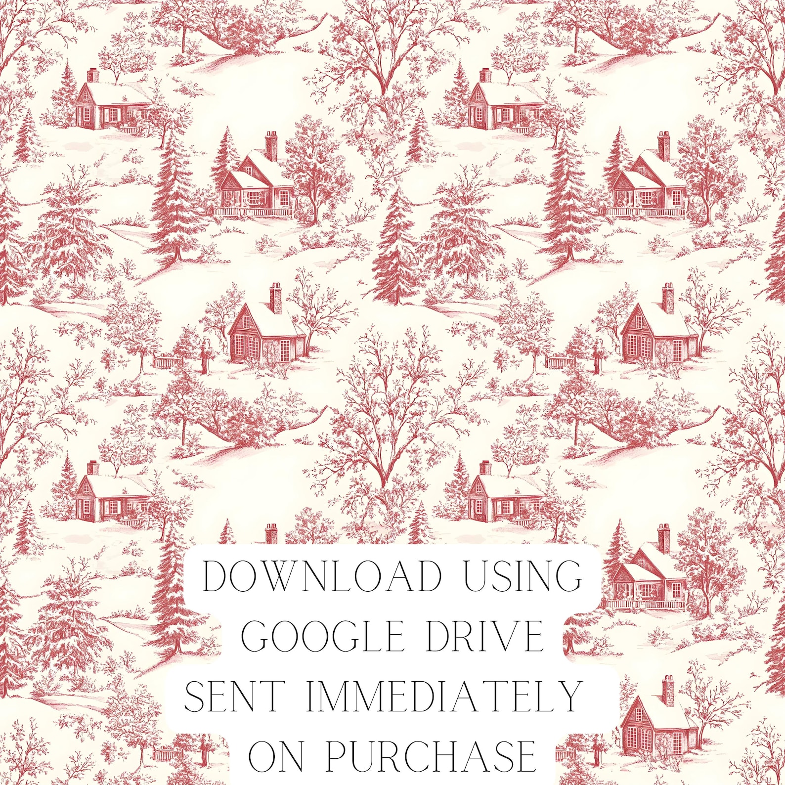 Classic Red Toile Holiday Print Pack: 23 Seamless Vintage Patterns ...