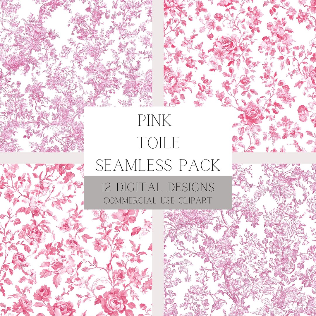 Vintage Pink Floral Digital Paper: 12 Seamless Designs for Romantic ...