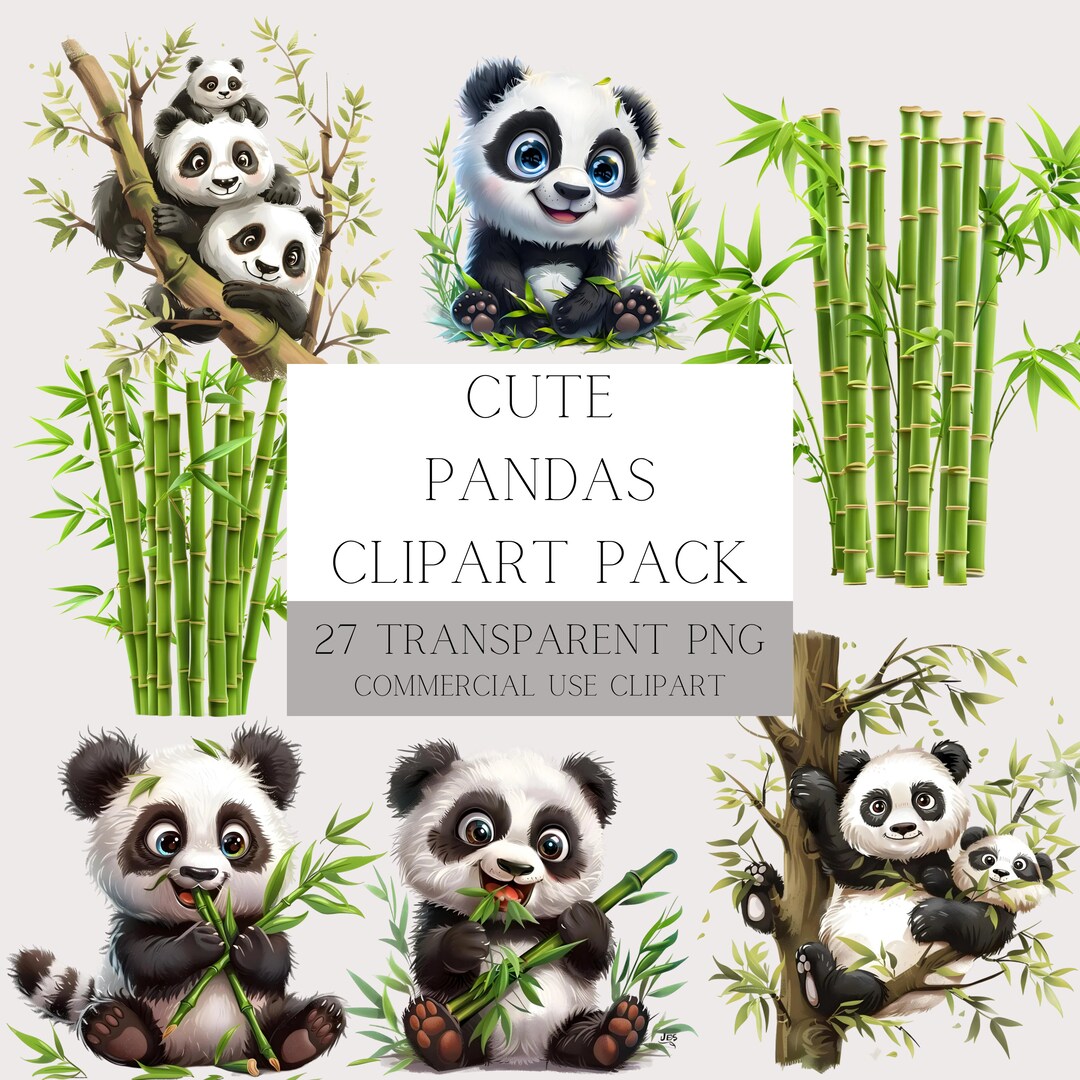 Cute Panda Clipart PNG Pack: Digital Download for Invitations, Crafts ...
