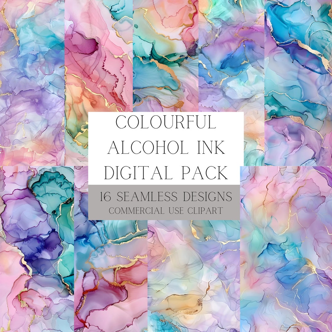 Alcohol Ink Rainbow Digital Patterns Seamless PNG Download for ...