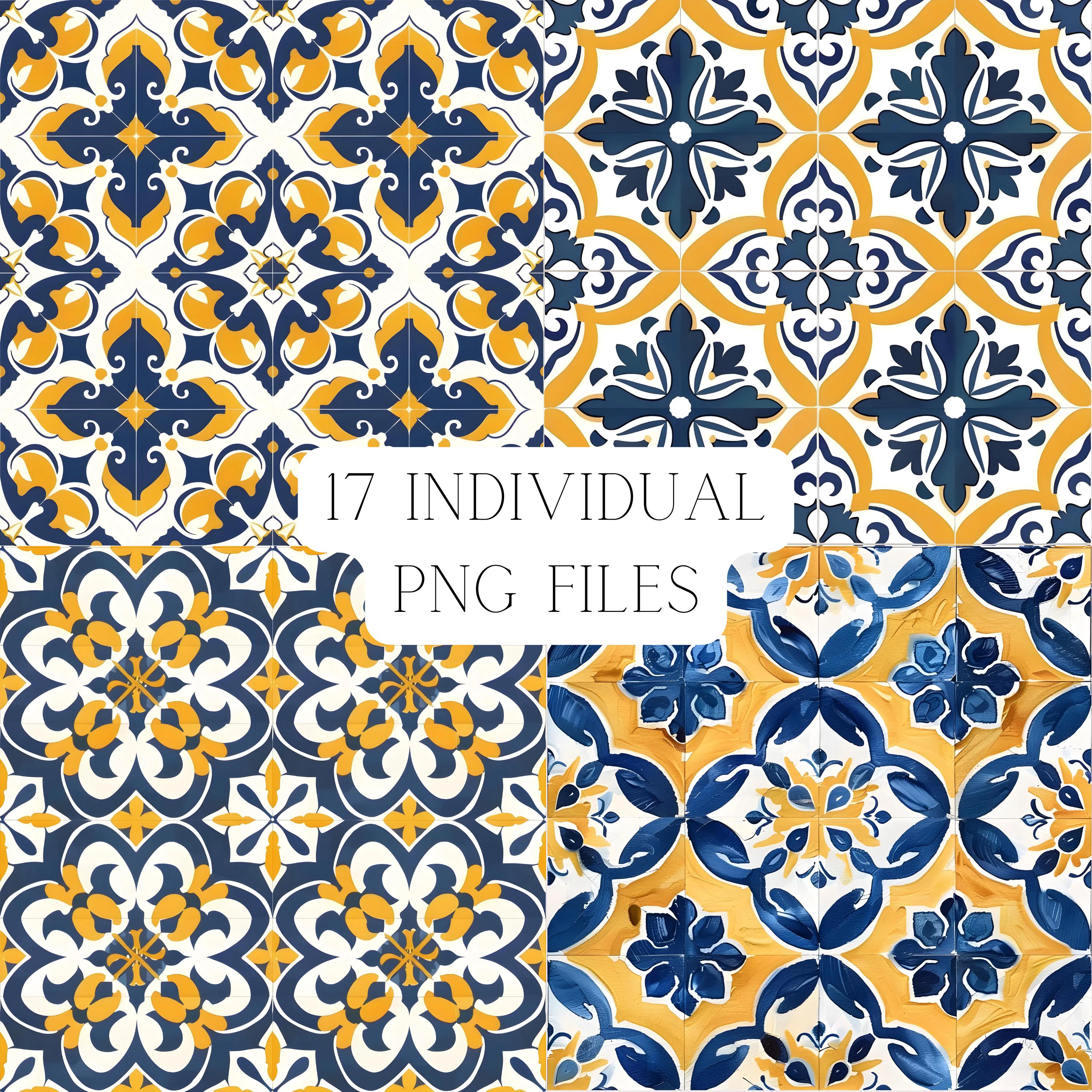 Mediterranean Tile Digital Clipart: Watercolor Patterns for Commercial ...