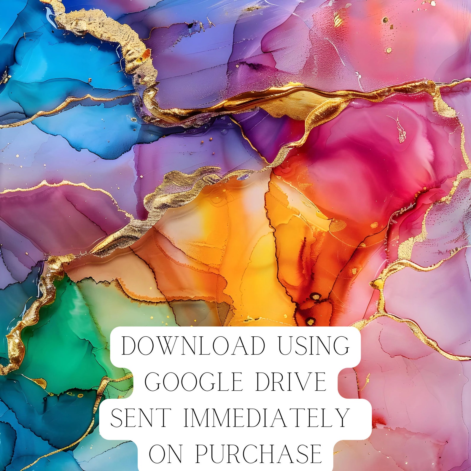 Vibrant Rainbow Alcohol Ink Patterns Digital Download for Scrapbook and ...
