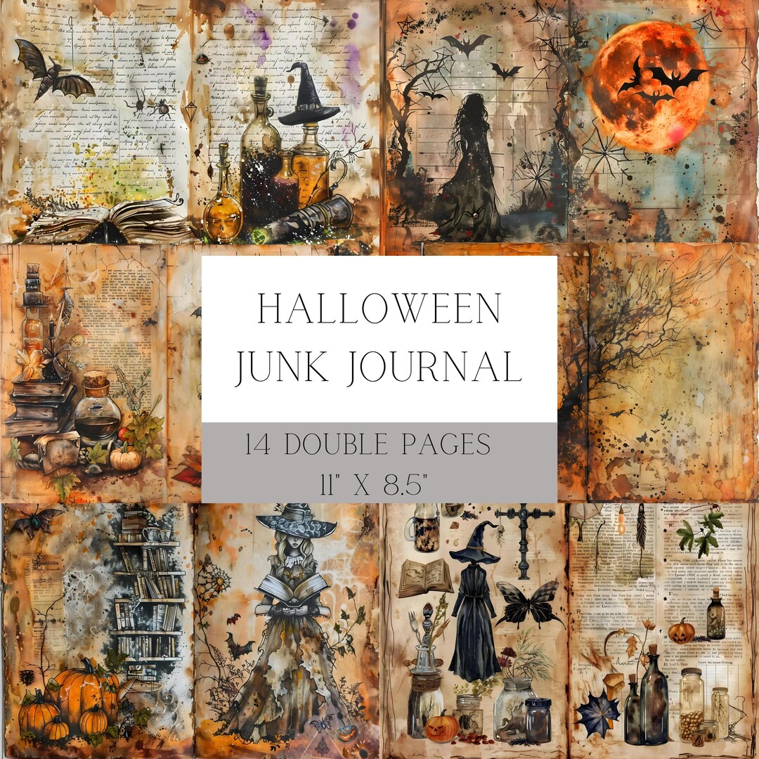 Spooky Halloween Junk Journal Pages 14 Designs Instant Download 300dpi ...
