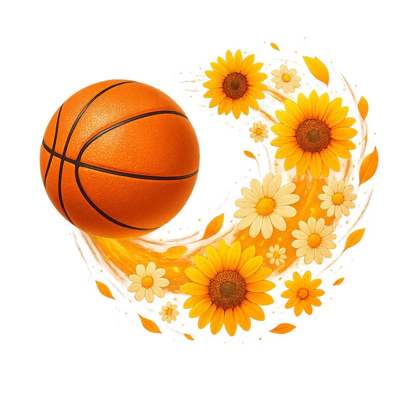 12 Basketball Flowers Clipart: Sports Floral PNG Graphics, Commercial ...