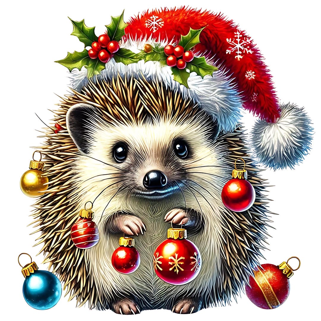 Cute Animal Christmas Clipart 10 High-quality Jpgs Festive Santa Animal ...