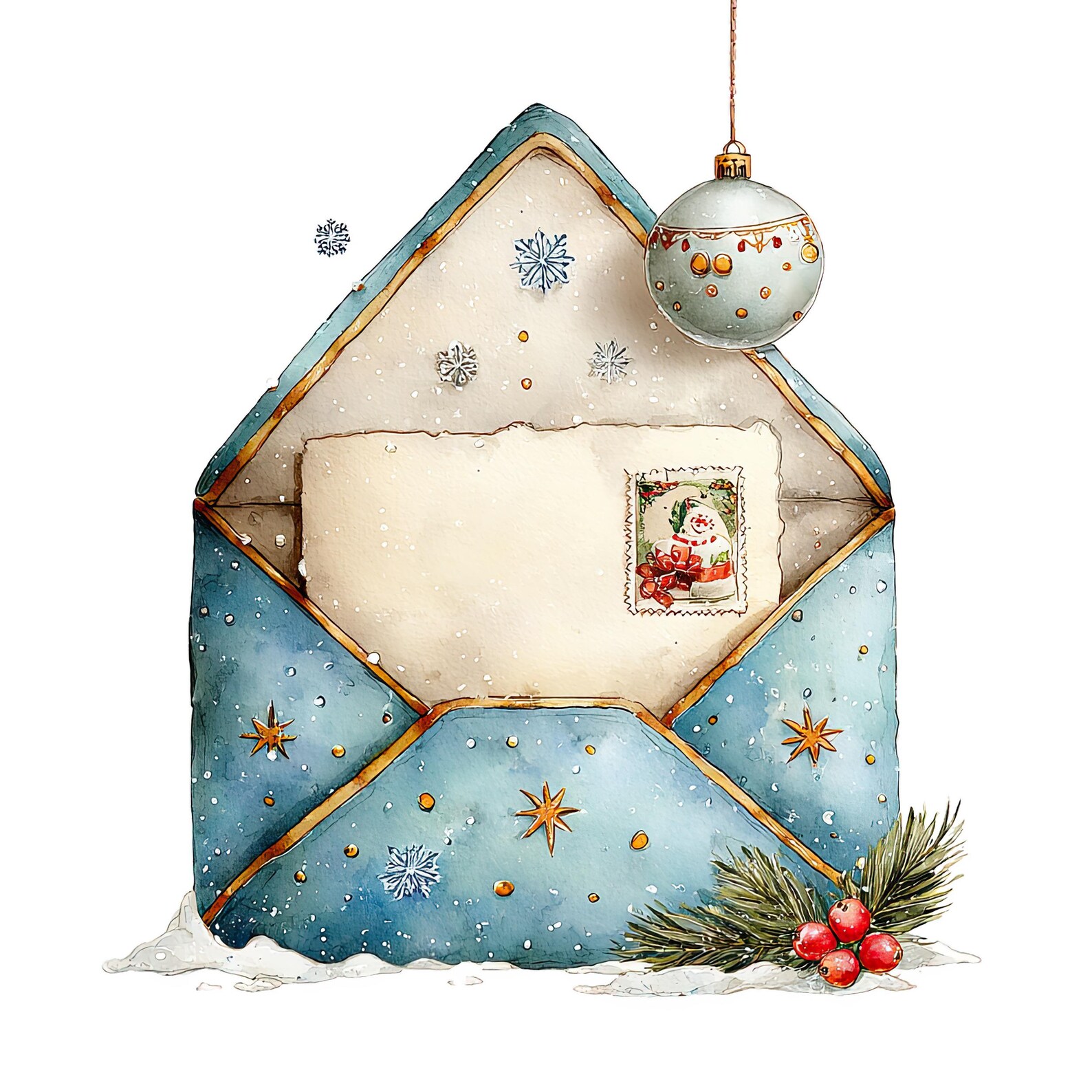 Christmas Letter Envelope Clipart | Festive Mail Graphics | Digital ...