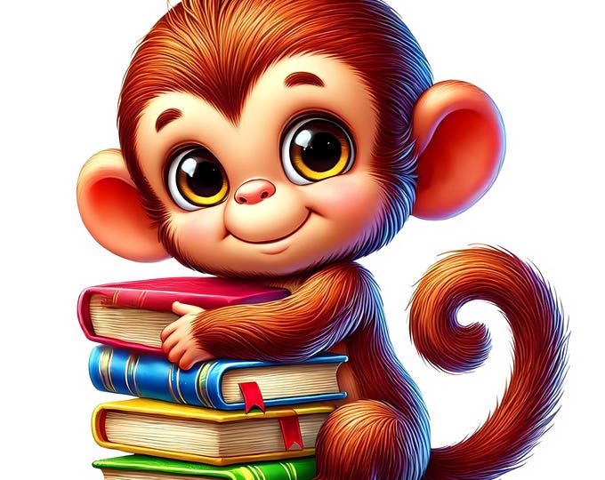 Cute Baby Monkey PNG in Pink Bow, 15 PNG Clipart. Adorable Monkey ...