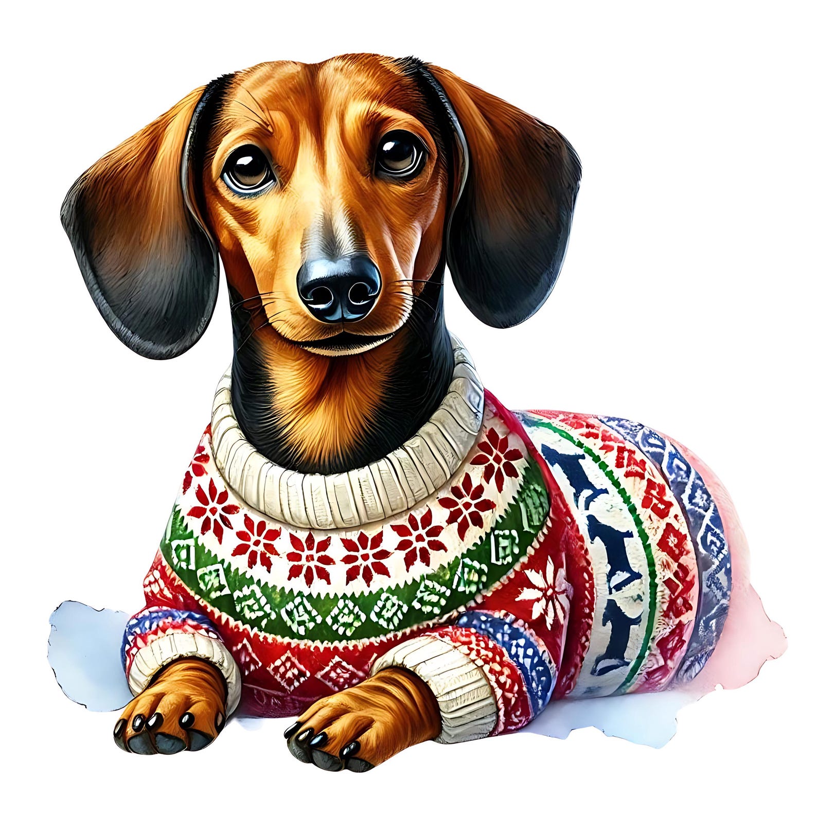 Christmas Dachshund Clipart: Festive Dog Art (12 JPG Digital Download ...