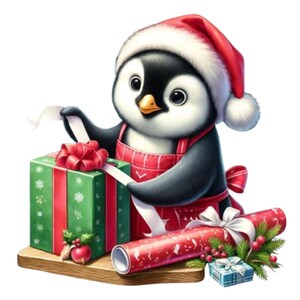 10 Christmas Penguin Clipart: Festive Holiday PNG Bundle (digital ...