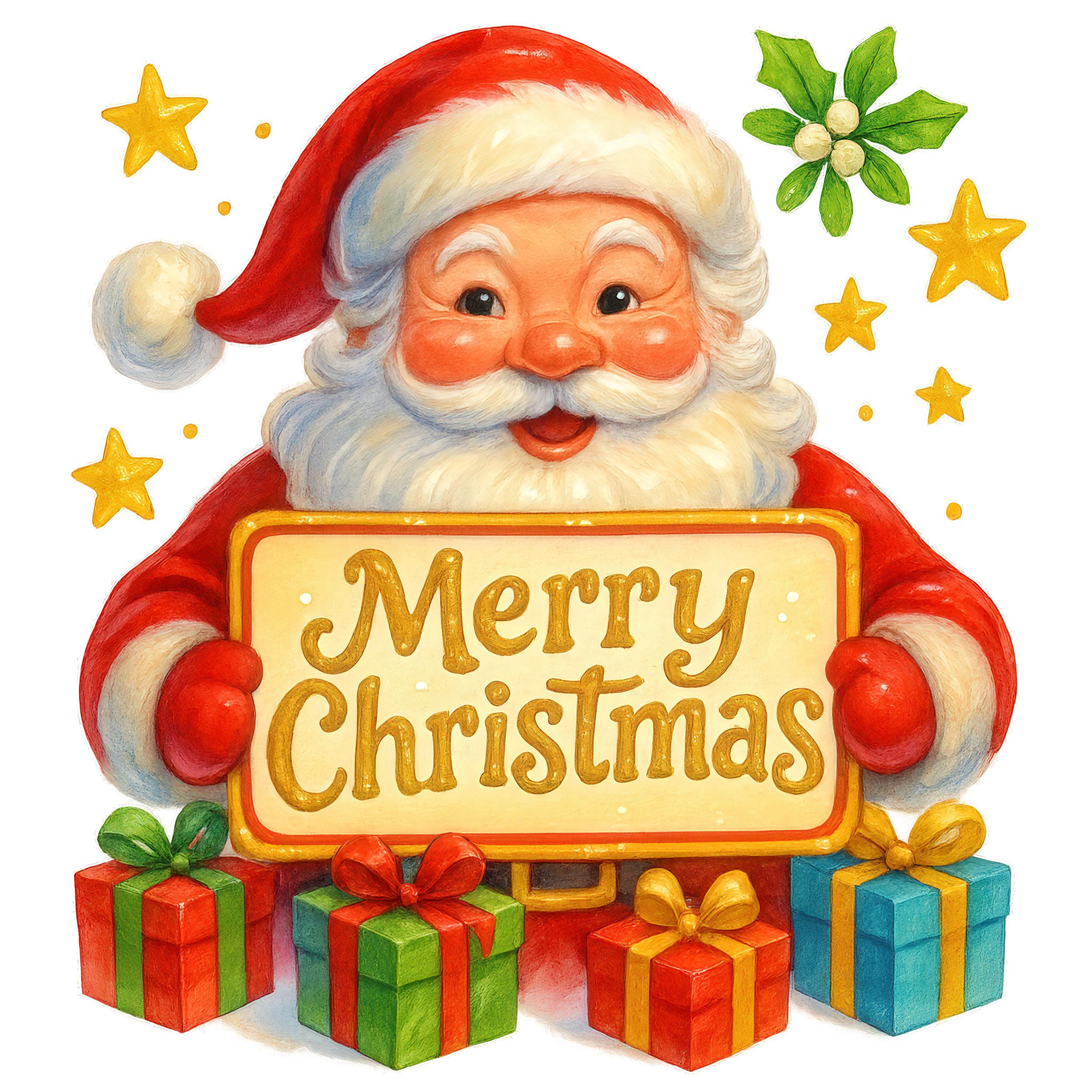 Merry Christmas Clipart PNG Bundle: Snowman, Santa, Tree (set of 15 ...