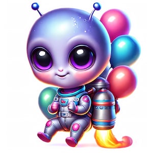Cute Alien Clipart | 12 High-quality Jpgs | Adorable Alien Clipart ...