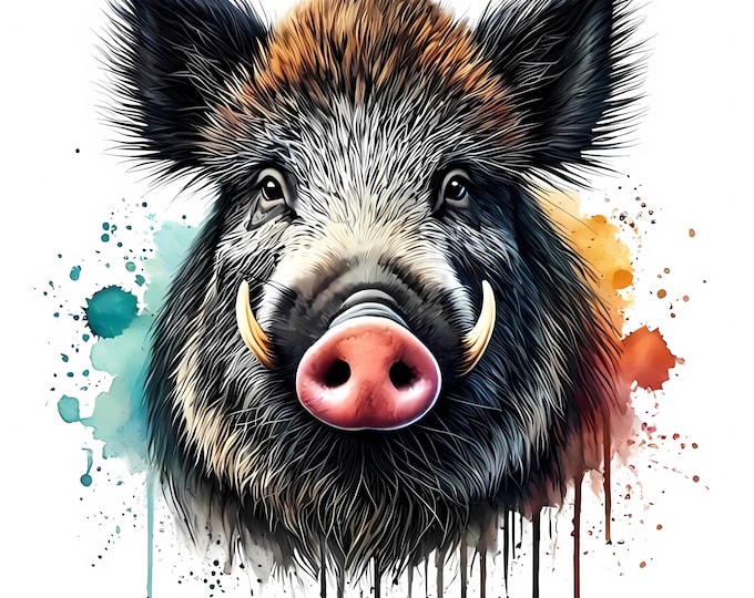Wild Boar Watercolor Clipart | Printable Animal Designs (digital ...