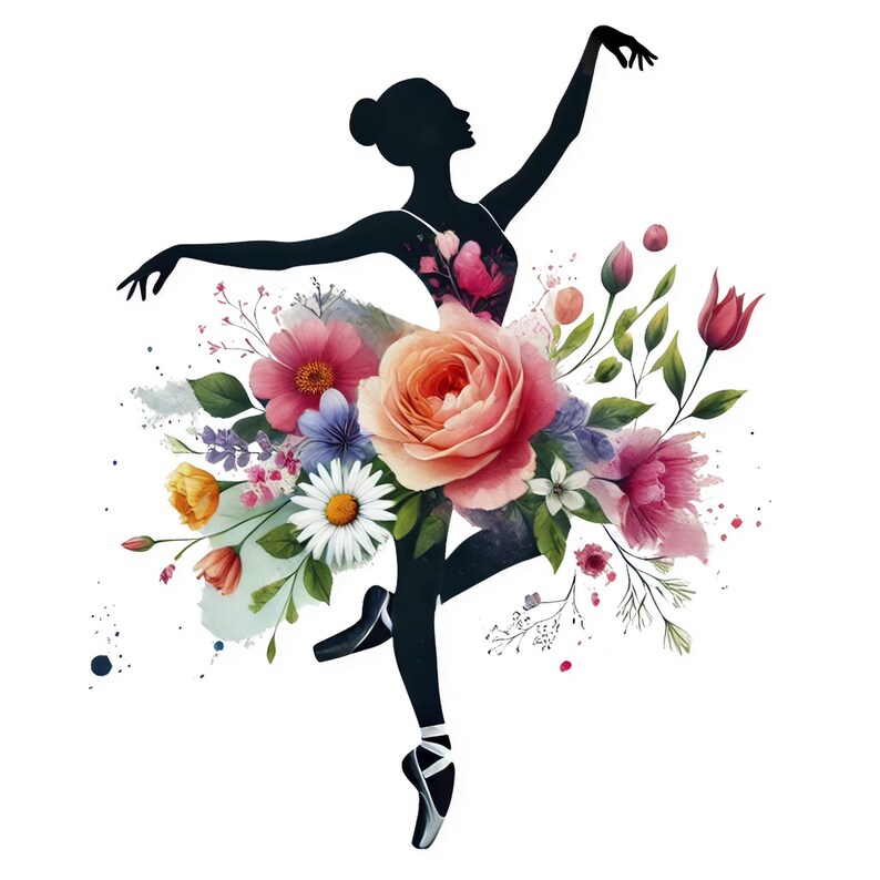 Ballet Dancer Clipart – Floral Ballerina PNG Bundle (digital Download ...
