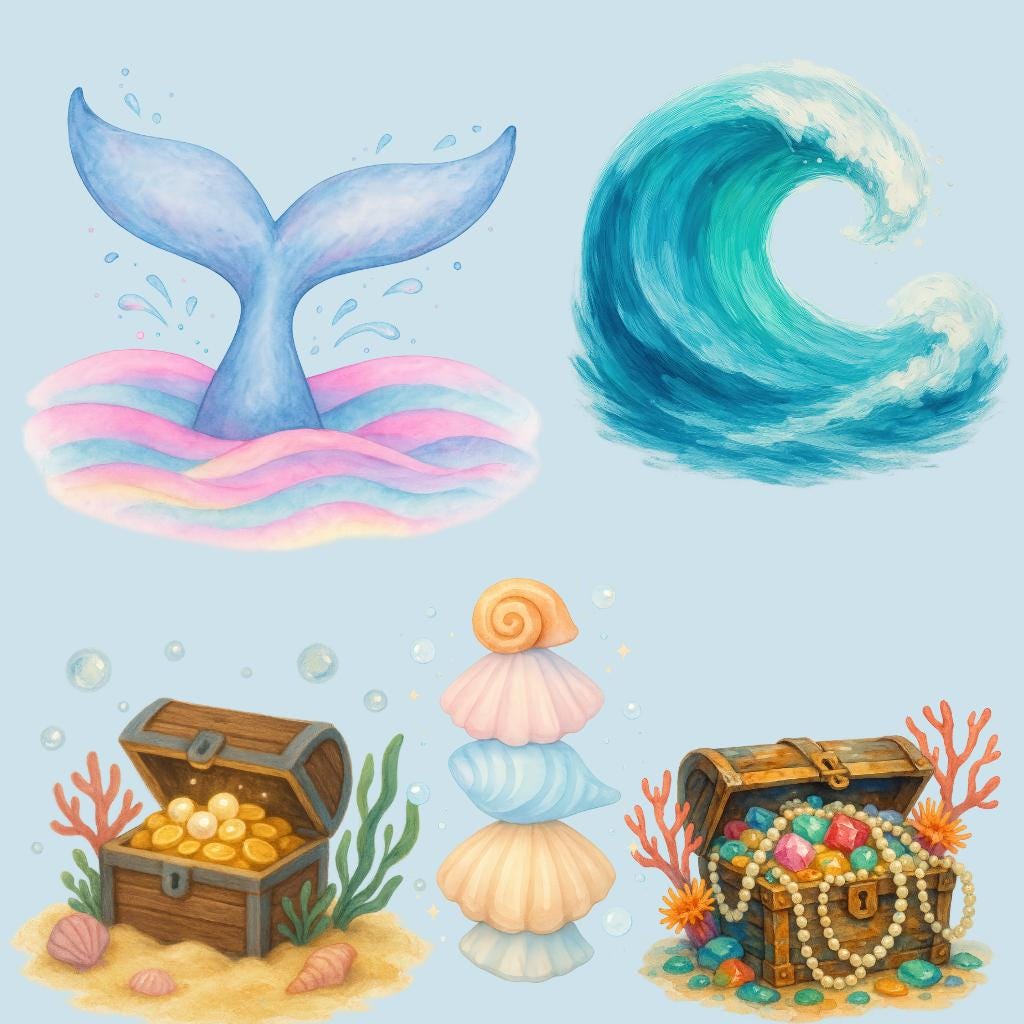 Under the Sea Clipart Bundle, Ocean Animals Pngs (digital Download) - Etsy