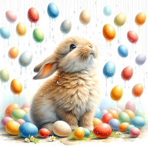 12 Cute Easter Bunny Clipart, Rabbit Clipart, Printable Watercolor ...