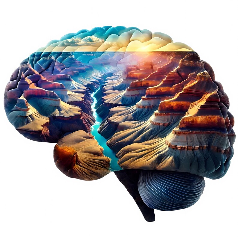 Brain & Landscape Clipart: Double Exposure Art (digital Download ...