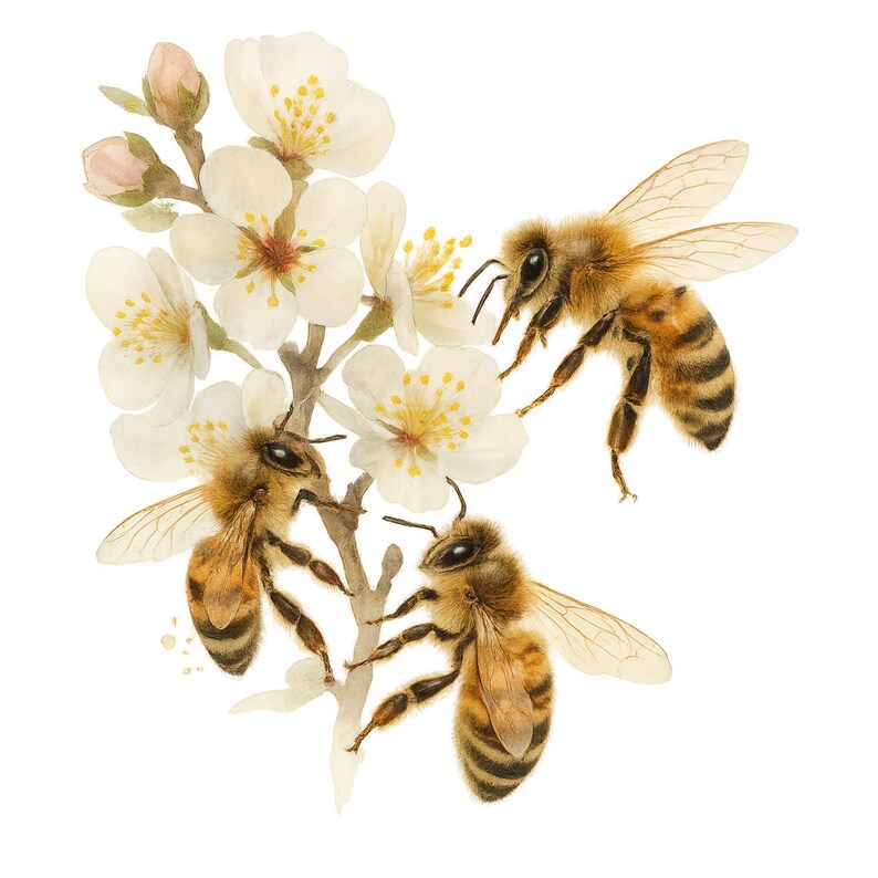 Bee and Flower Clipart Bundle: Spring PNG Graphics (digital Download ...
