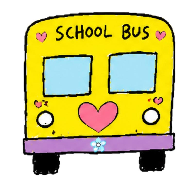 Scribbly Cute School Bus Clipart: Hand Drawn Yellow Bus Graphics ...
