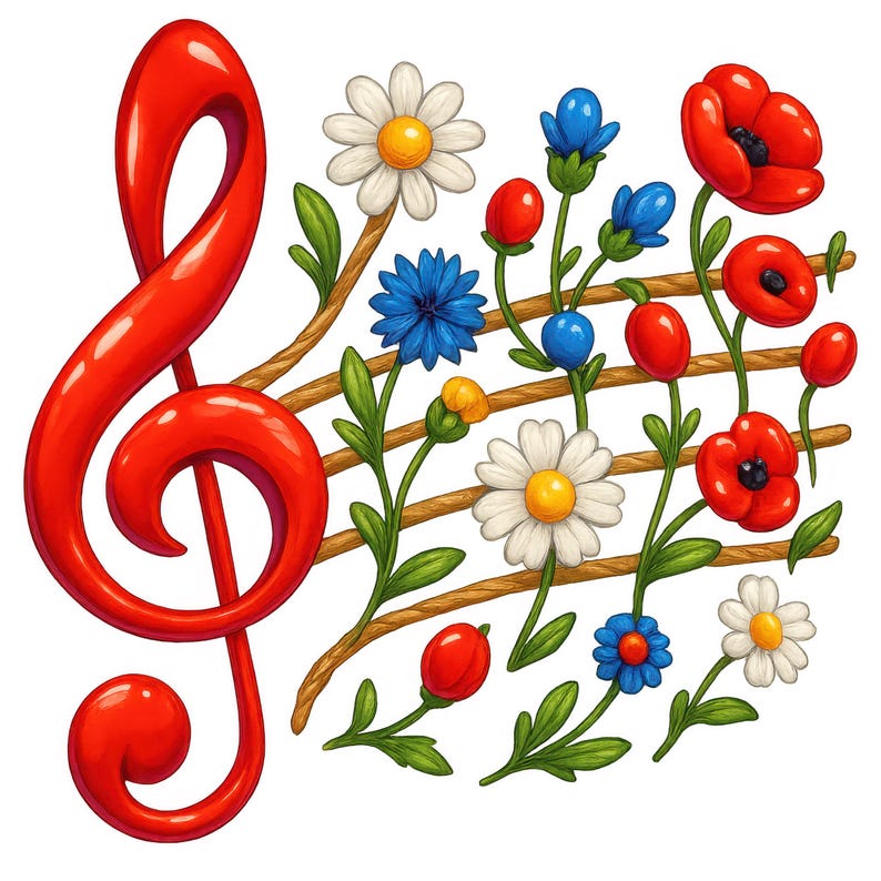 Floral Music Note Clipart, High-quality Pngs (commercial Use) - Etsy