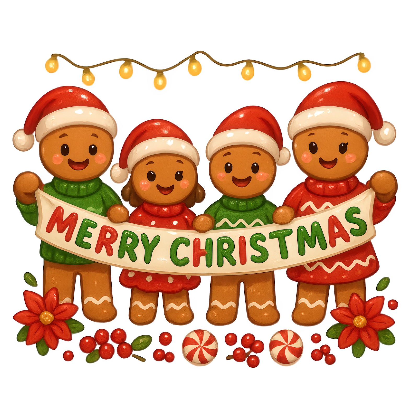 Gingerbread Man Clipart Bundle: Christmas Cookie PNG Graphics (digital ...