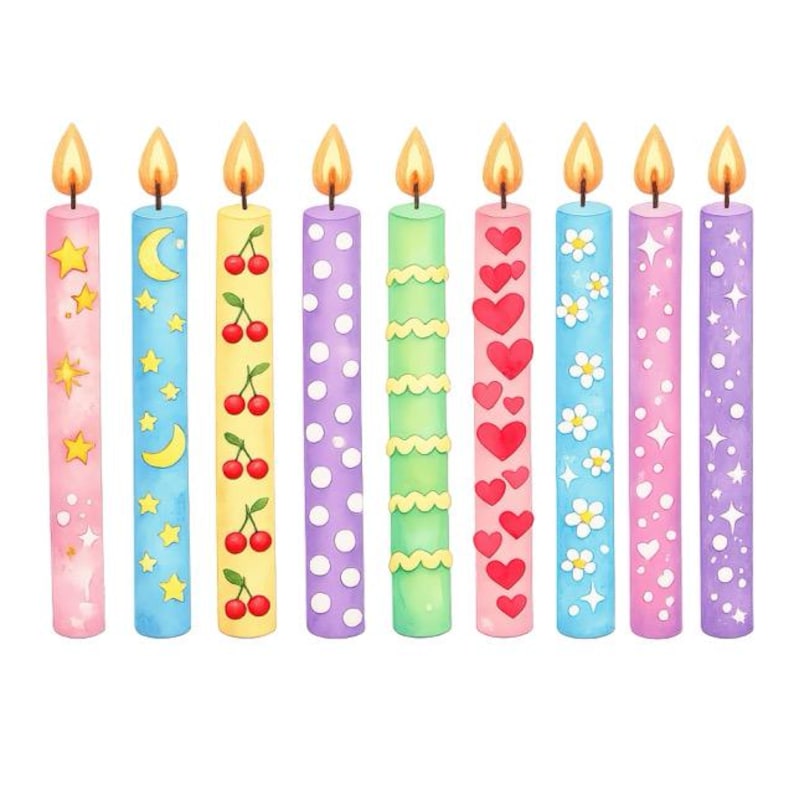 Colorful Birthday Candles Clipart: Celebration Birthday Graphics ...