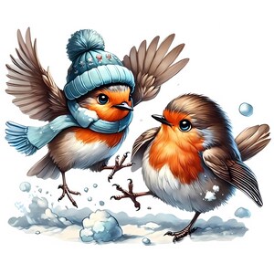 Christmas Robin Clipart | 14 High-quality Jpgs | Festive Robin Clipart ...
