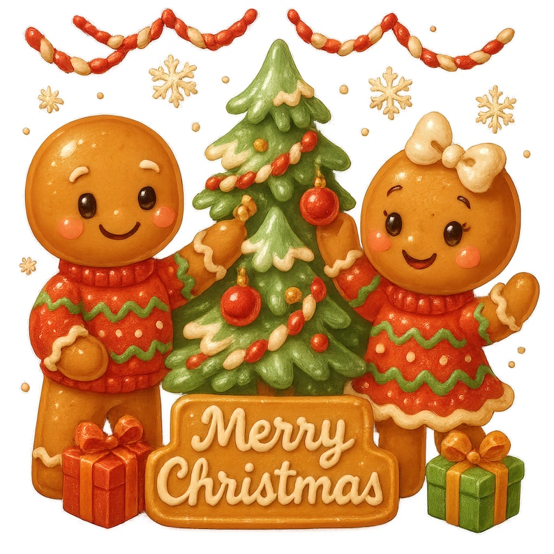Gingerbread Man Clipart Bundle: Christmas Cookie PNG Graphics (digital ...